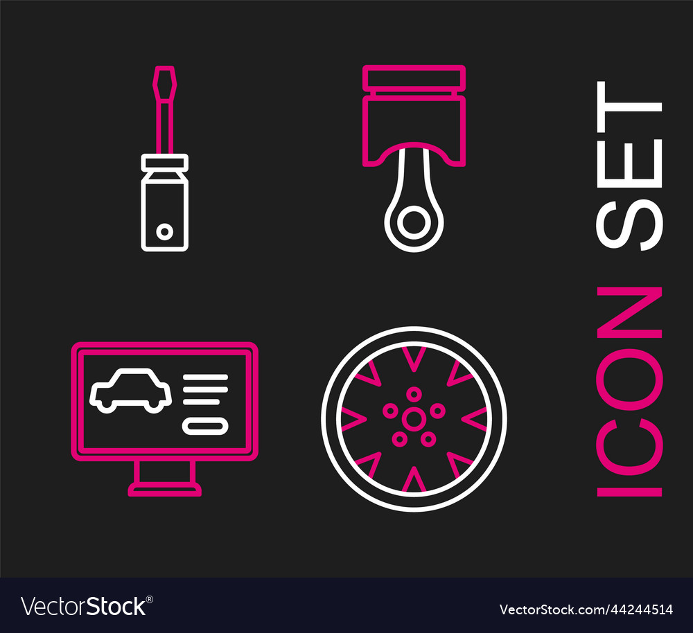 Set line alloy wheel diagnostics condition of car Vector Image Set line alloy wheel diagnostics condition of car Vector Image