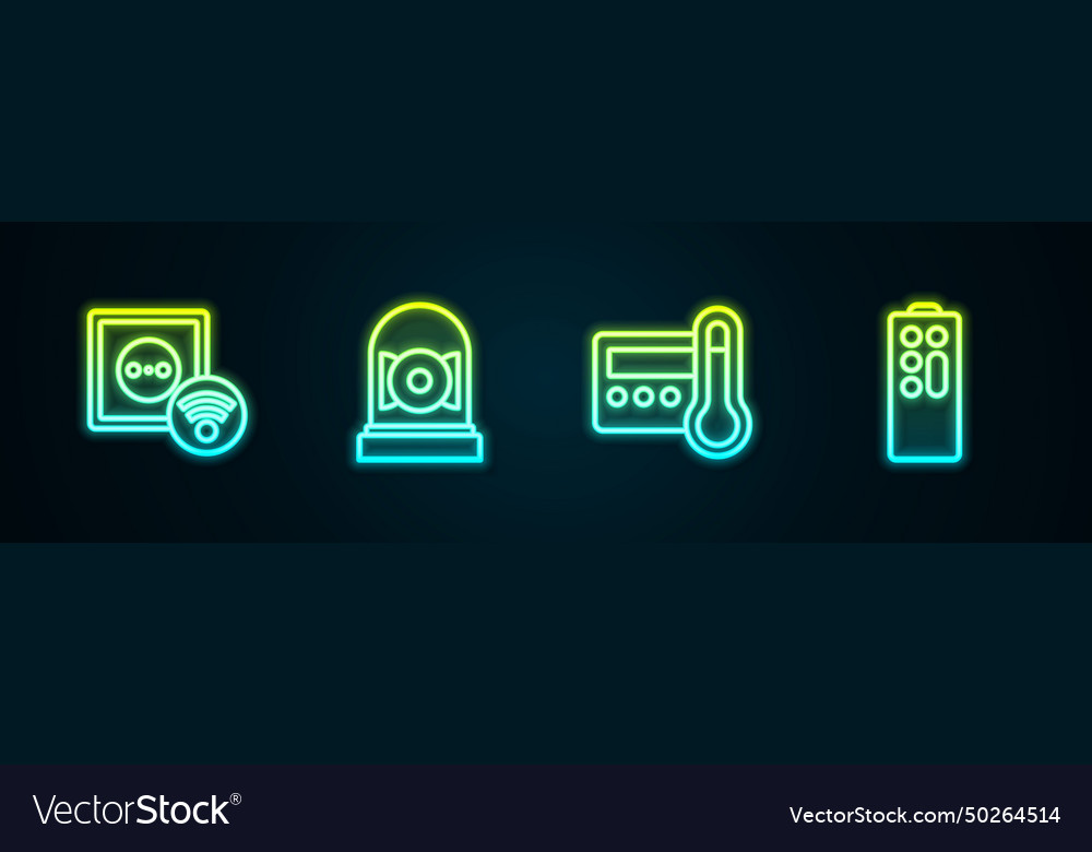 Set line smart electrical outlet ringing alarm Vector Image Set line smart electrical outlet ringing alarm Vector Image