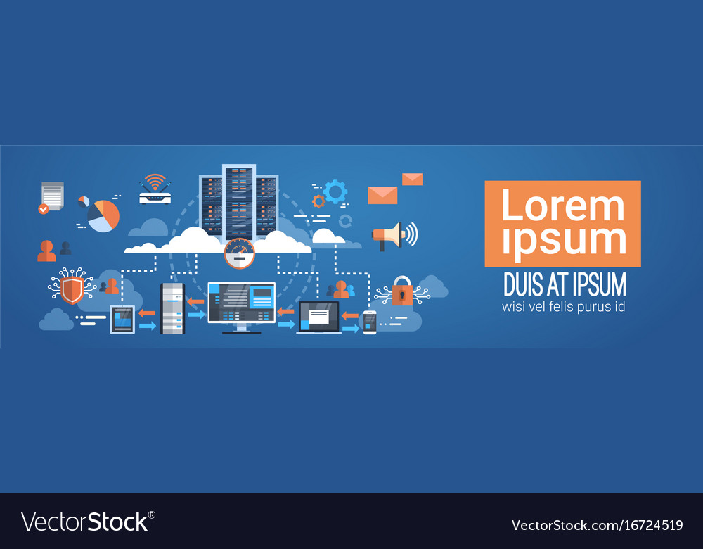 Data center cloud computer connection hosting Vector Image