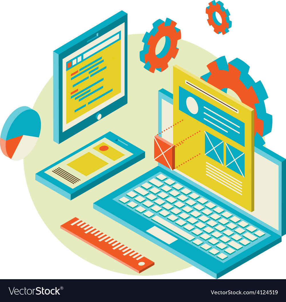 Mobile and desktop website design development Vector Image