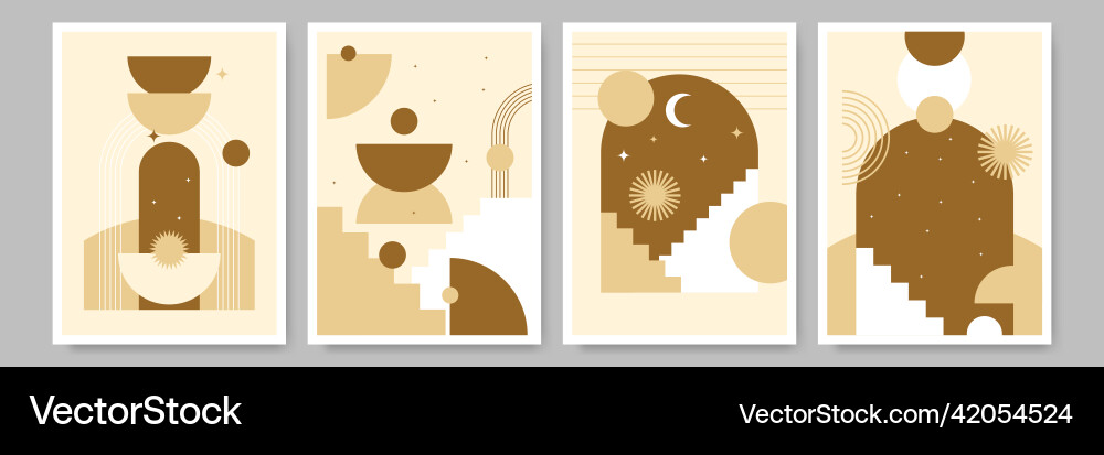 Linear boho icons and symbols - sun logo design Vector Image