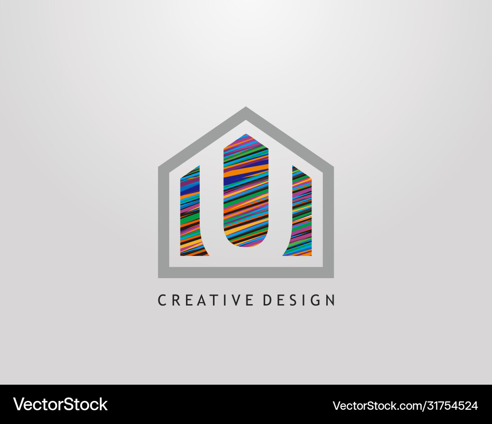 U letter logo creative house strip shape Vector Image