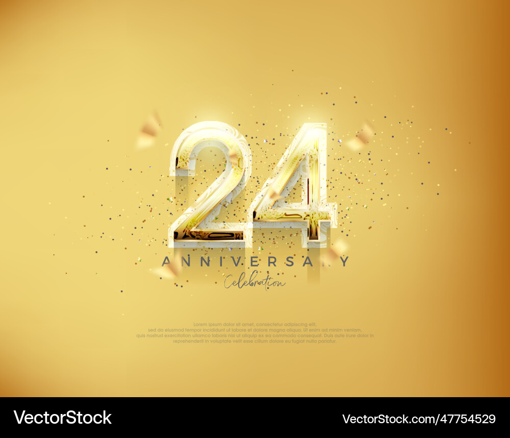 24th anniversary number luxury gold background Vector Image