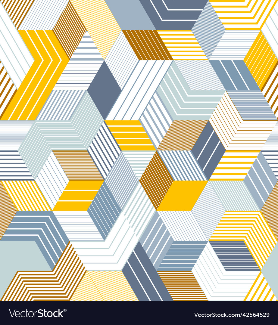 Geometric 3d seamless pattern with lined cubes Vector Image Geometric 3d seamless pattern with lined cubes Vector Image