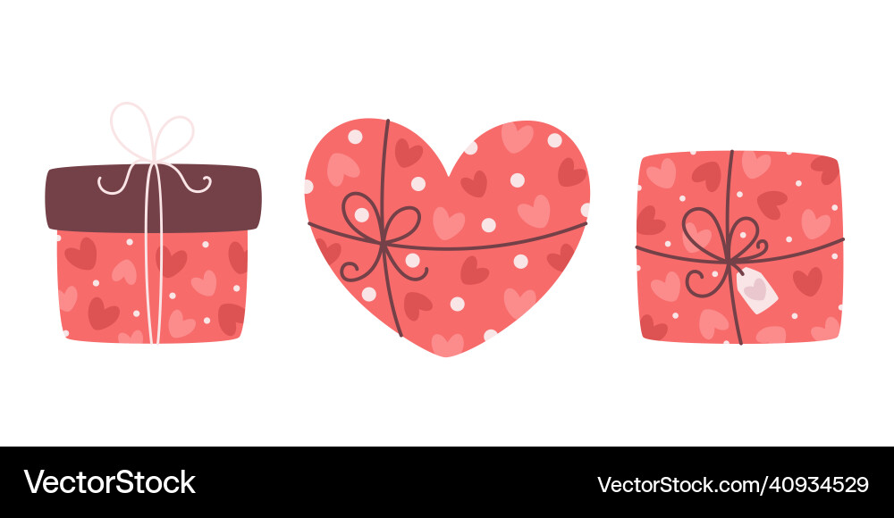 Valentines day gift collection present boxes Vector Image