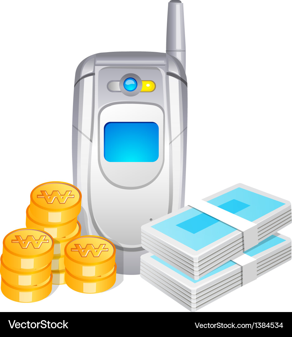 Icon mobile phone and cash Royalty Free Vector Image