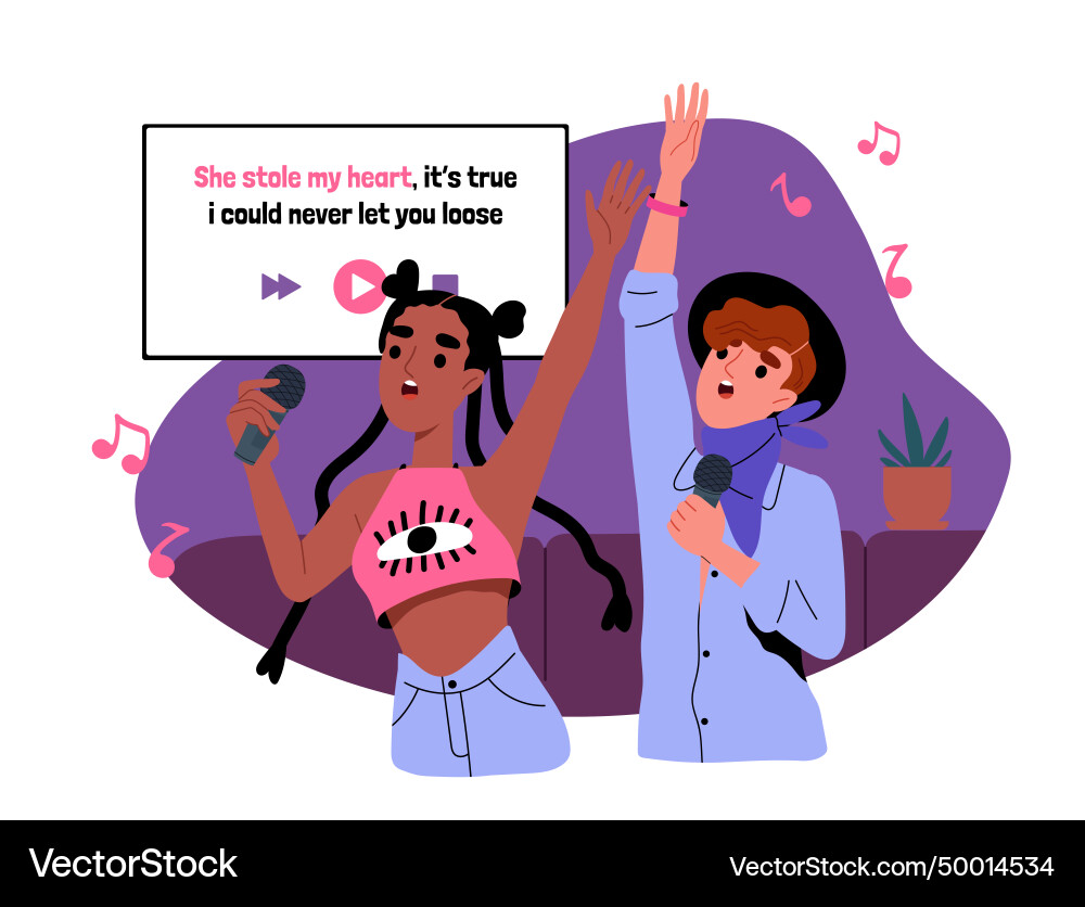 People at karaoke concept Royalty Free Vector Image