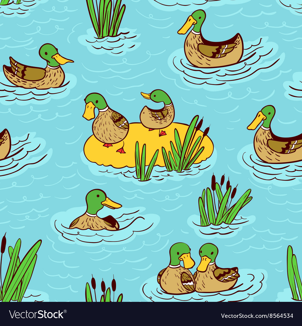 Seamless pattern with ducks Royalty Free Vector Image