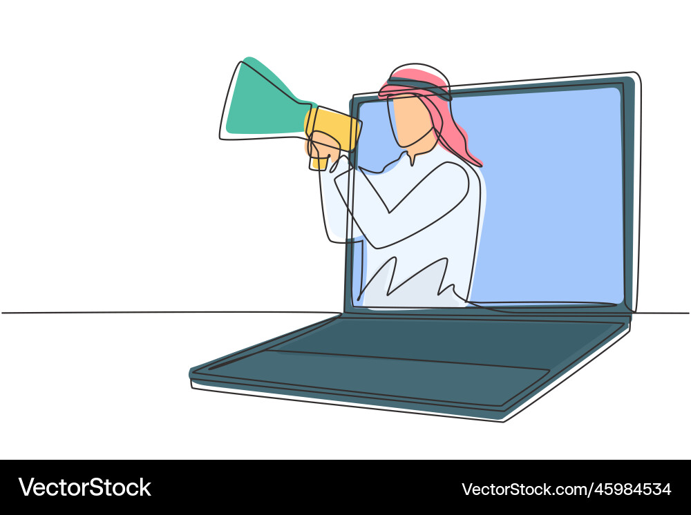 Single one line drawing young arabian man coming Vector Image