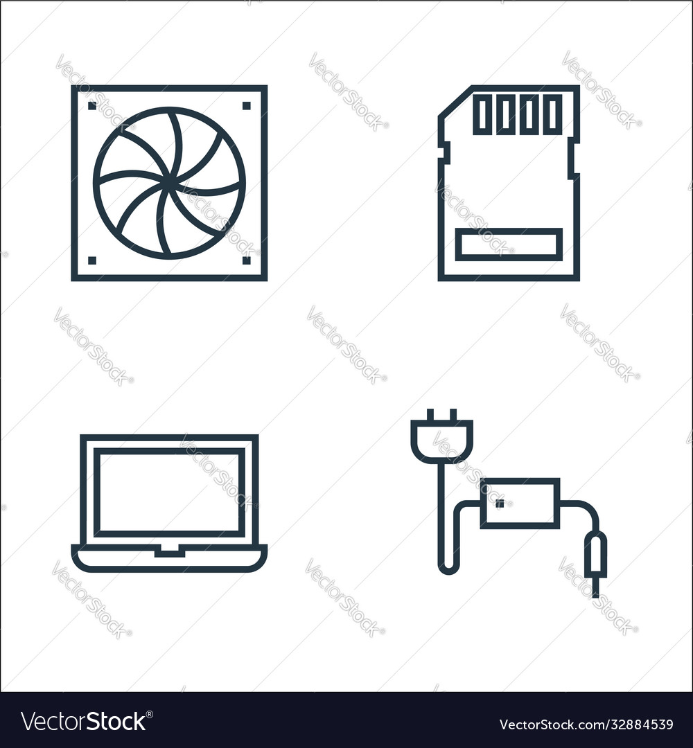 Hardware line icons linear set quality line set Vector Image