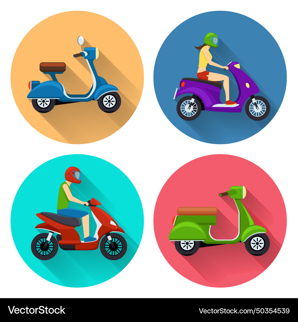 Scooter transport flat icons Royalty Free Vector Image