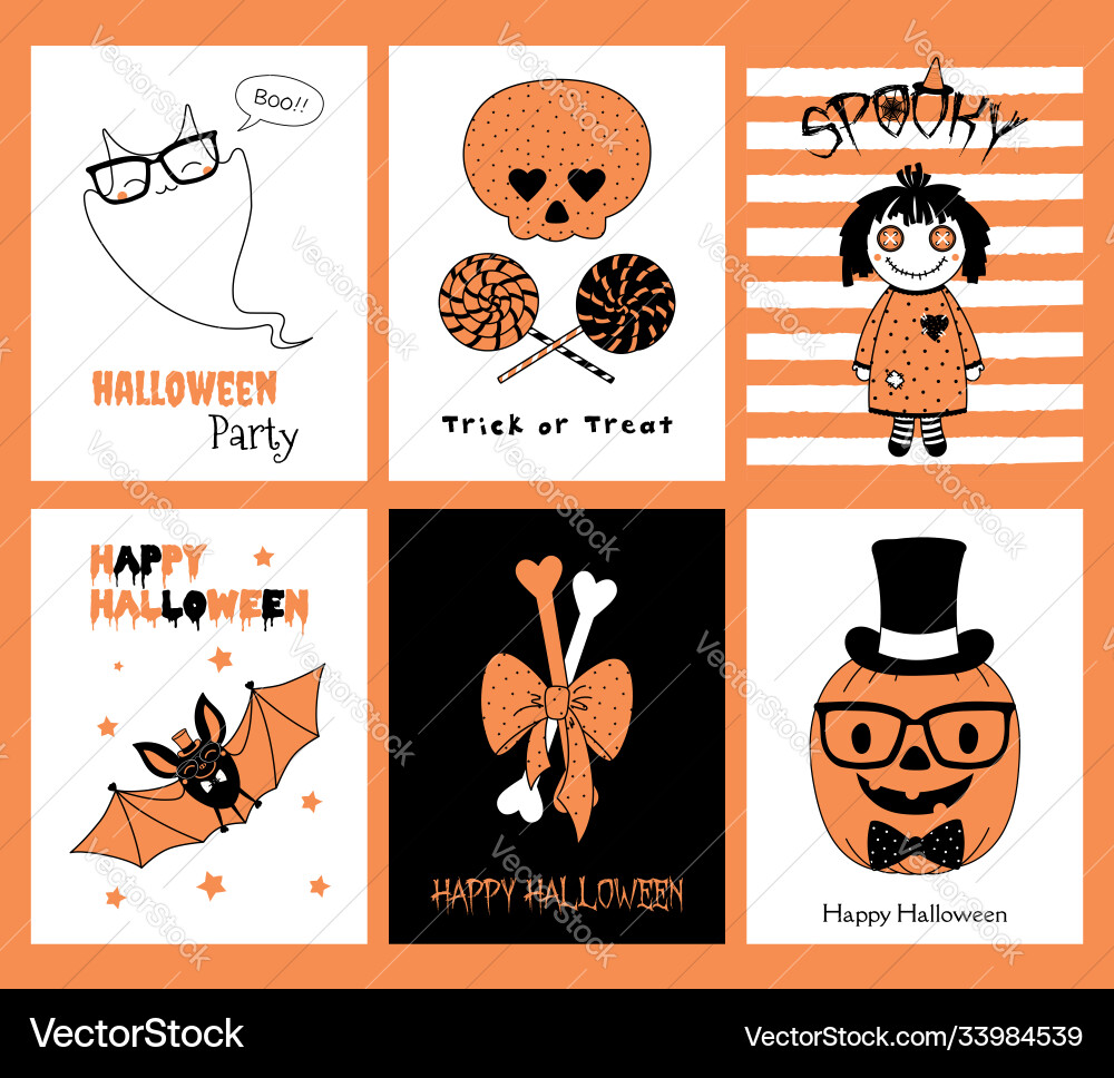 Set halloween greeting cards Royalty Free Vector Image