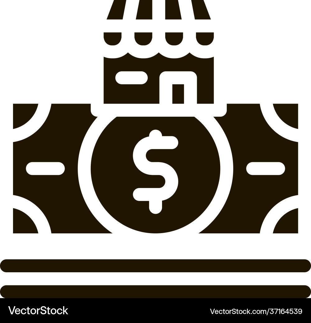 Shop building and dollar banknote icon Royalty Free Vector