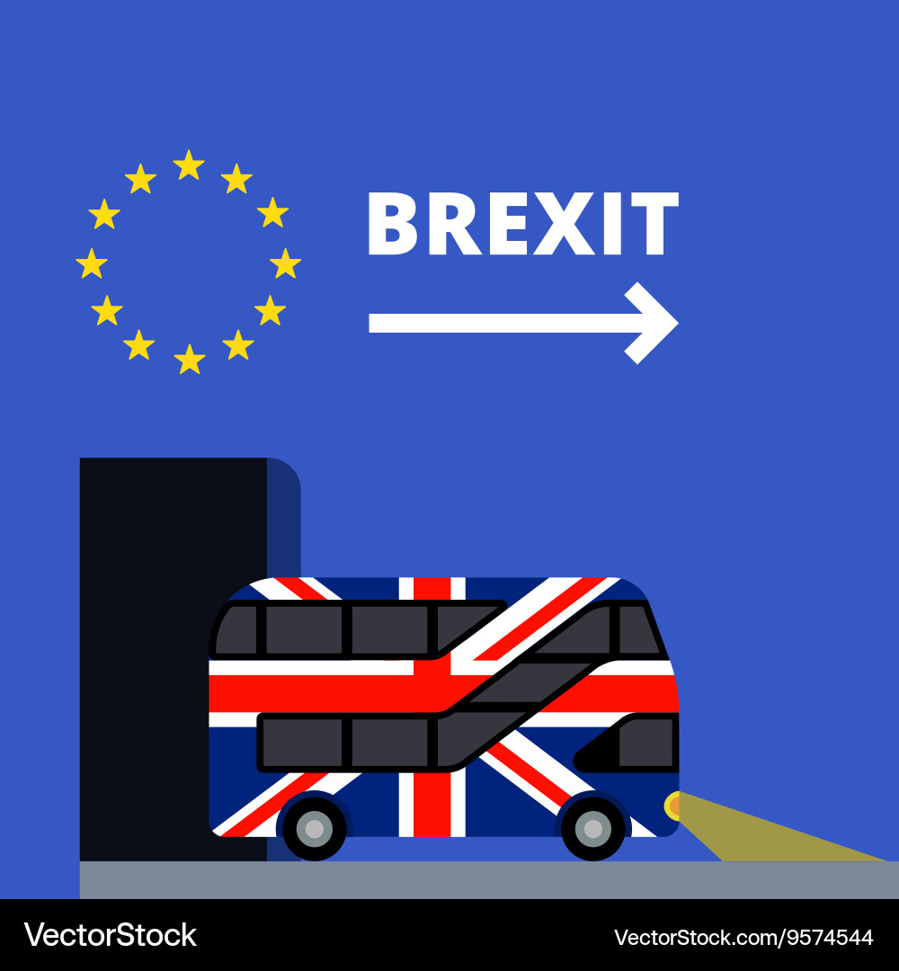 Double-decker bus painted UK flag brexit Vector Image