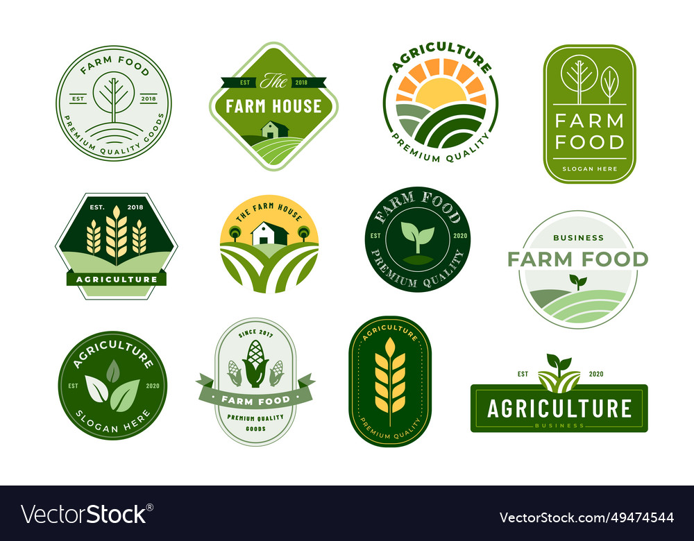Farm emblems agriculture and food labels Vector Image
