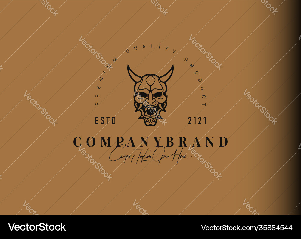 Oni mask logo design inspiration icon template Vector Image