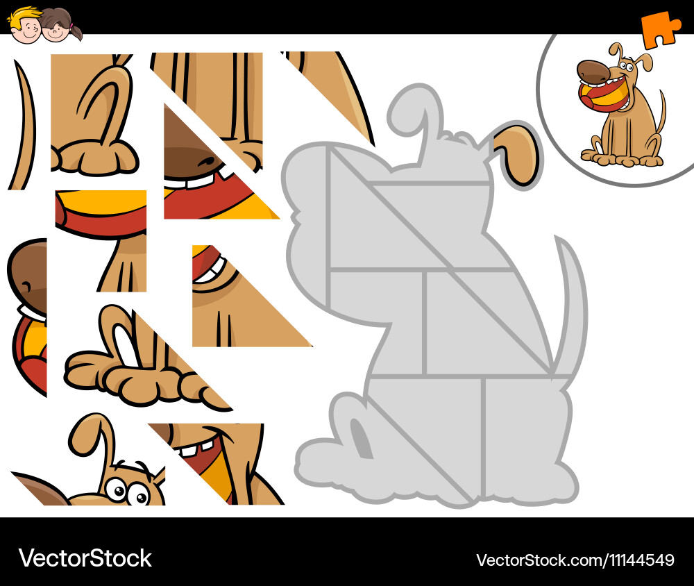 Jigsaw puzzle with dog Royalty Free Vector Image