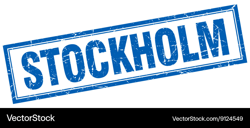 Stockholm blue square grunge stamp on white Vector Image