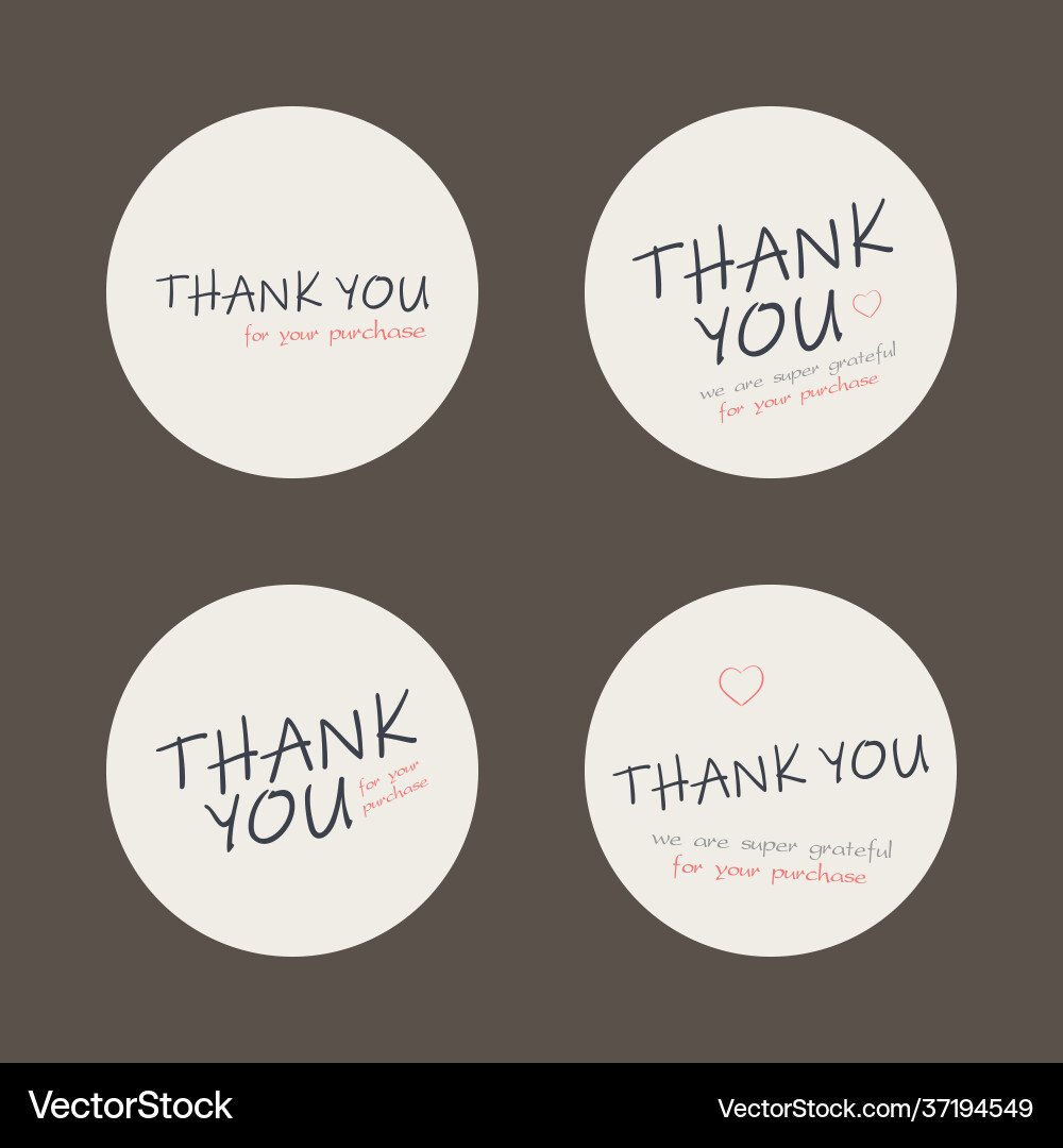 Thank you card thanks sticker Royalty Free Vector Image