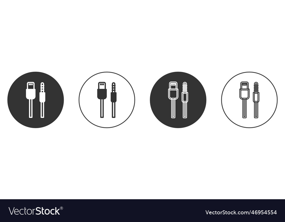 Black usb cable cord icon isolated on white Vector Image