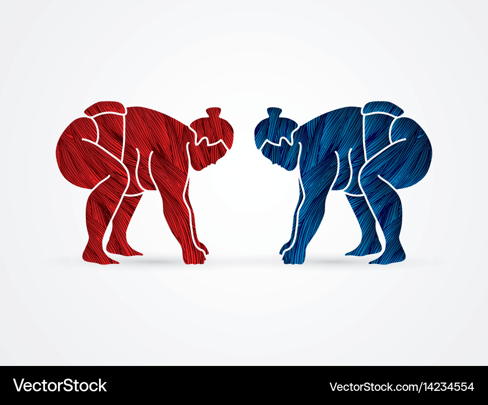Sumo prepare to fight graphic Royalty Free Vector Image