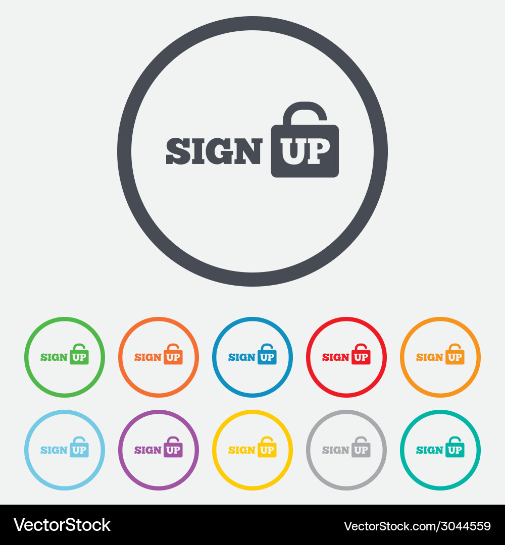 Sign up icon registration symbol Royalty Free Vector Image