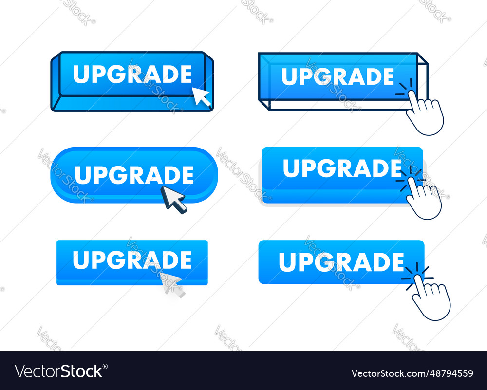 Upgrade Button With Pointer Clicking Upgrade Web Vector Image