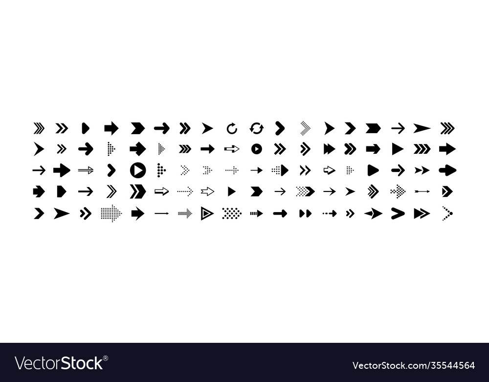 Arrows icons arrow cursor isolated Royalty Free Vector Image