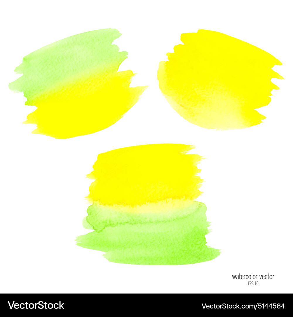 Green and yellow set watercolor Royalty Free Vector Image