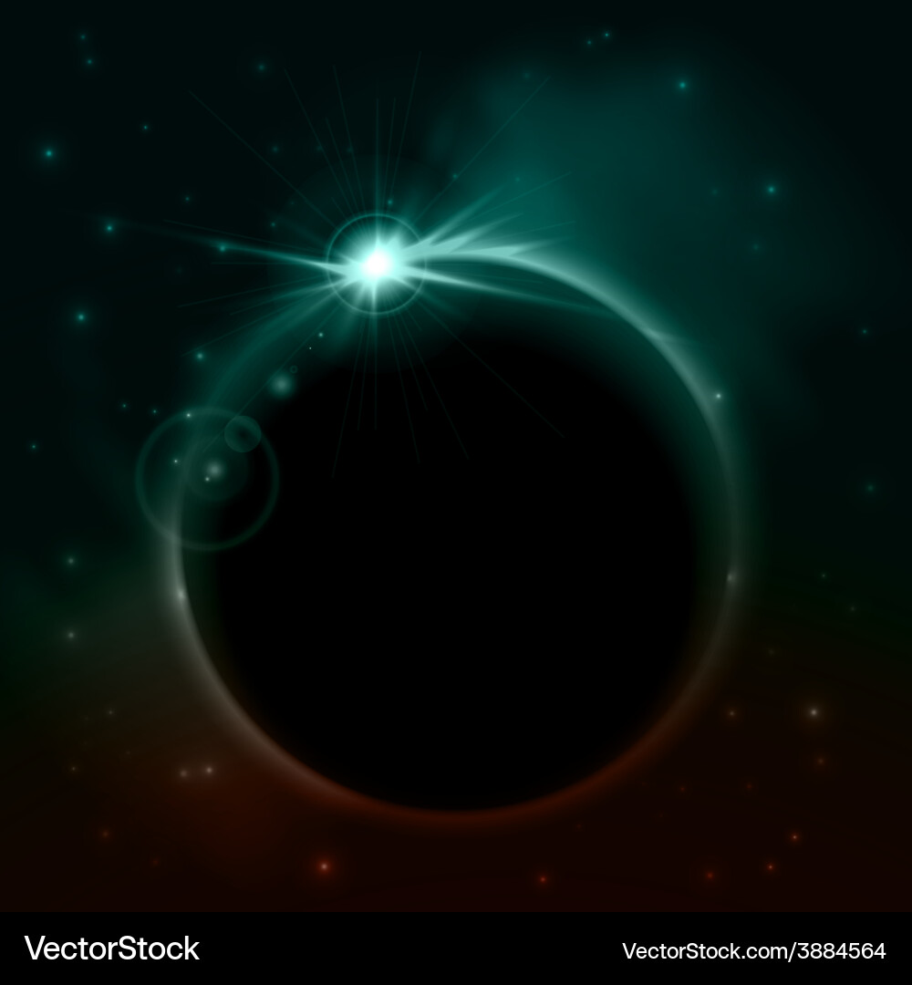 Rising Sun Over The Planet Space Background Vector Image