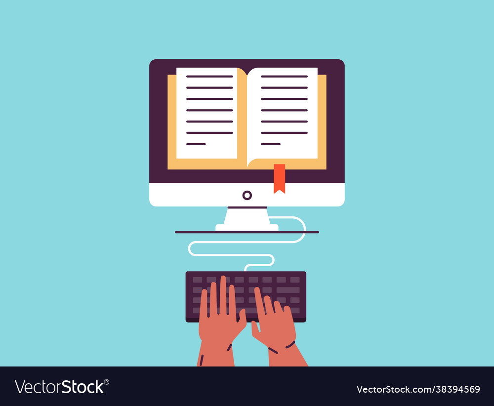 E-book tutorial e-learning distance education Vector Image