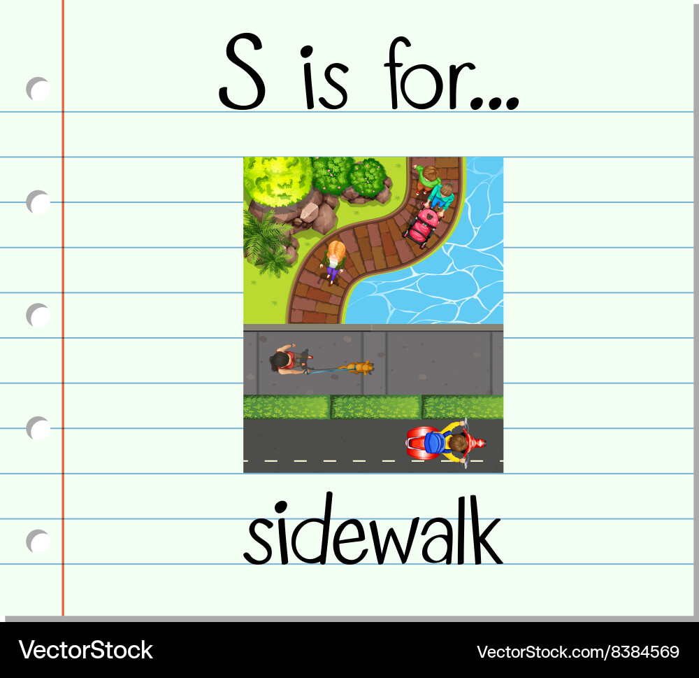 Flashcard letter s is for sidewalk Royalty Free Vector Image