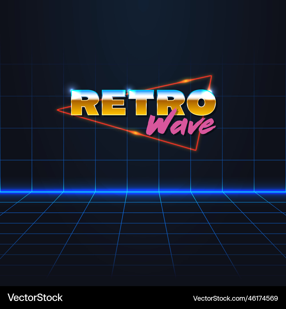 Headline signboard text retro wave Royalty Free Vector Image