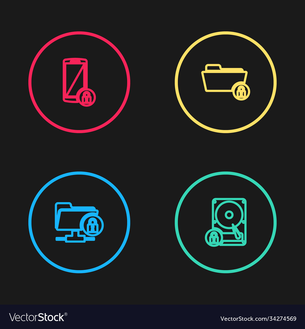 Set line ftp folder and lock hard disk drive Vector Image