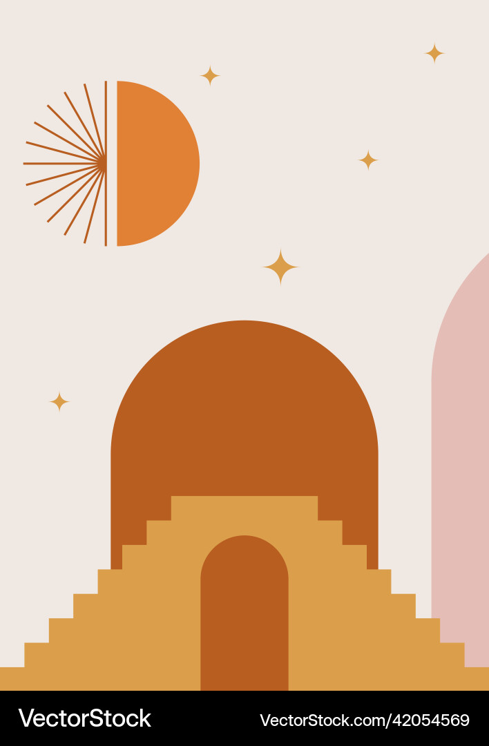 Unique shape colorful flat boho geometric neutral Vector Image