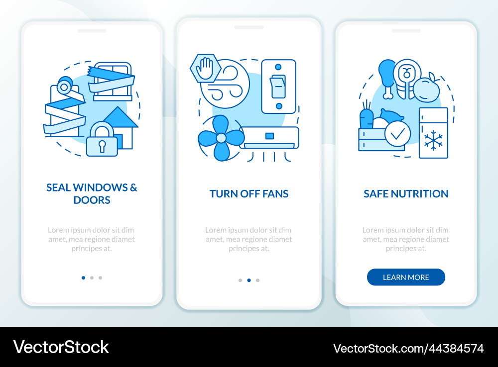 Actions at home during disaster blue onboarding Vector Image
