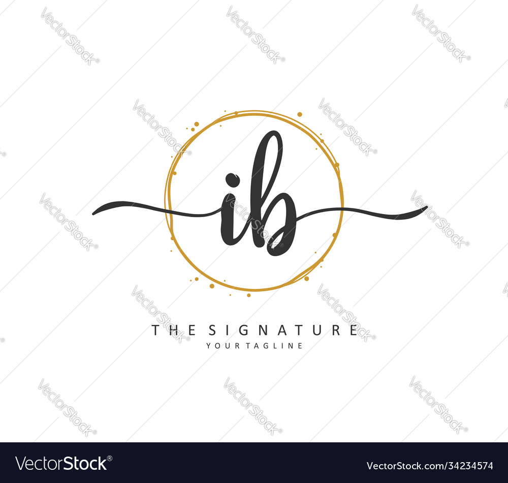 Ib initial letter handwriting and signature logo Vector Image