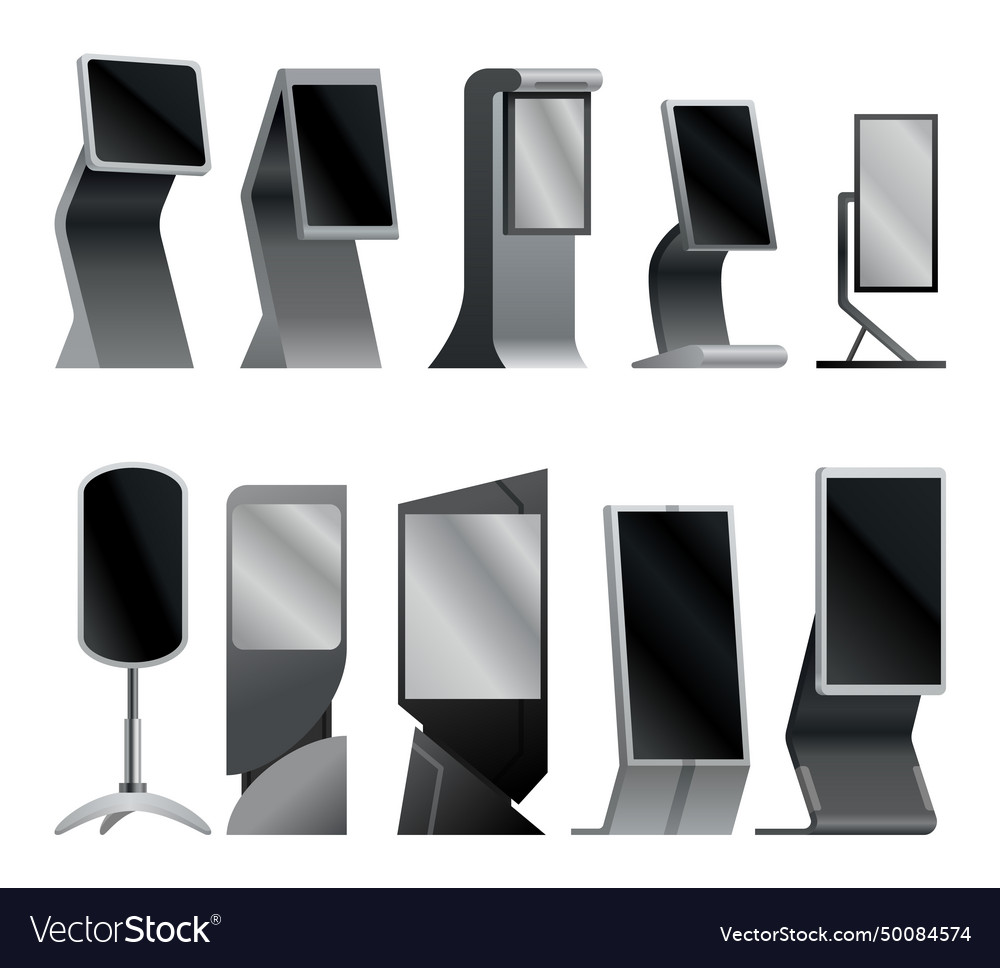 Self order kiosks set different interactive Vector Image
