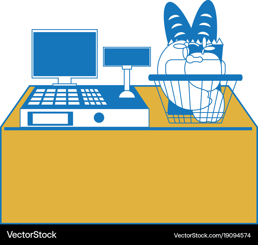 Supermarket cash register design Royalty Free Vector Image