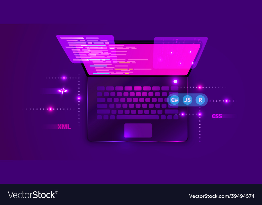Web Development Coding And Programming Futuristic Vector Image