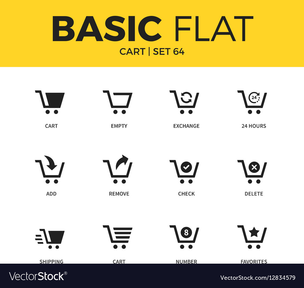Basic set cart icons Royalty Free Vector Image