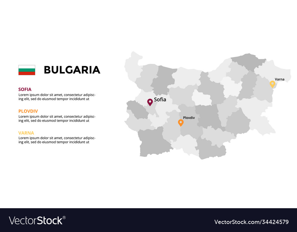 Bulgaria map infographic template slide Royalty Free Vector