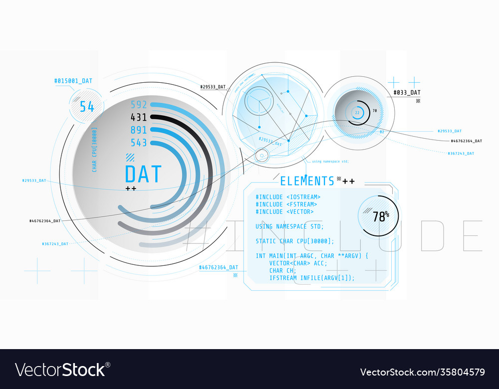 Composition Computer Hud Interface With Coding Vector Image 7623