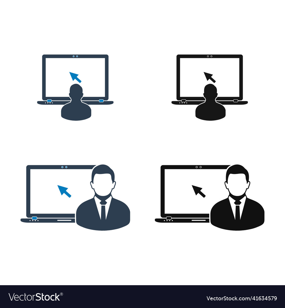 Computer user icon set flat style eps Royalty Free Vector