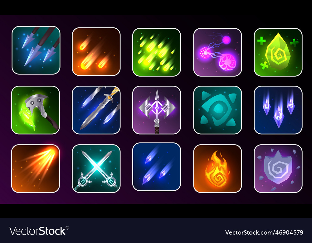Fantasy game skill icons Royalty Free Vector Image Fantasy game skill icons Royalty Free Vector Image