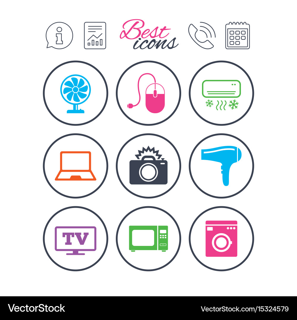 Home appliances device icons electronics sign Vector Image