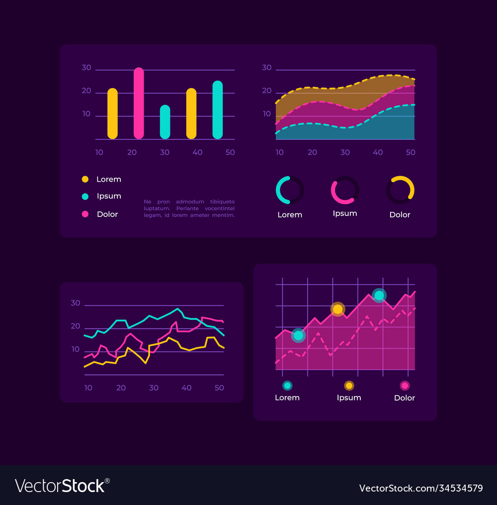 Progress charts ui elements kit Royalty Free Vector Image