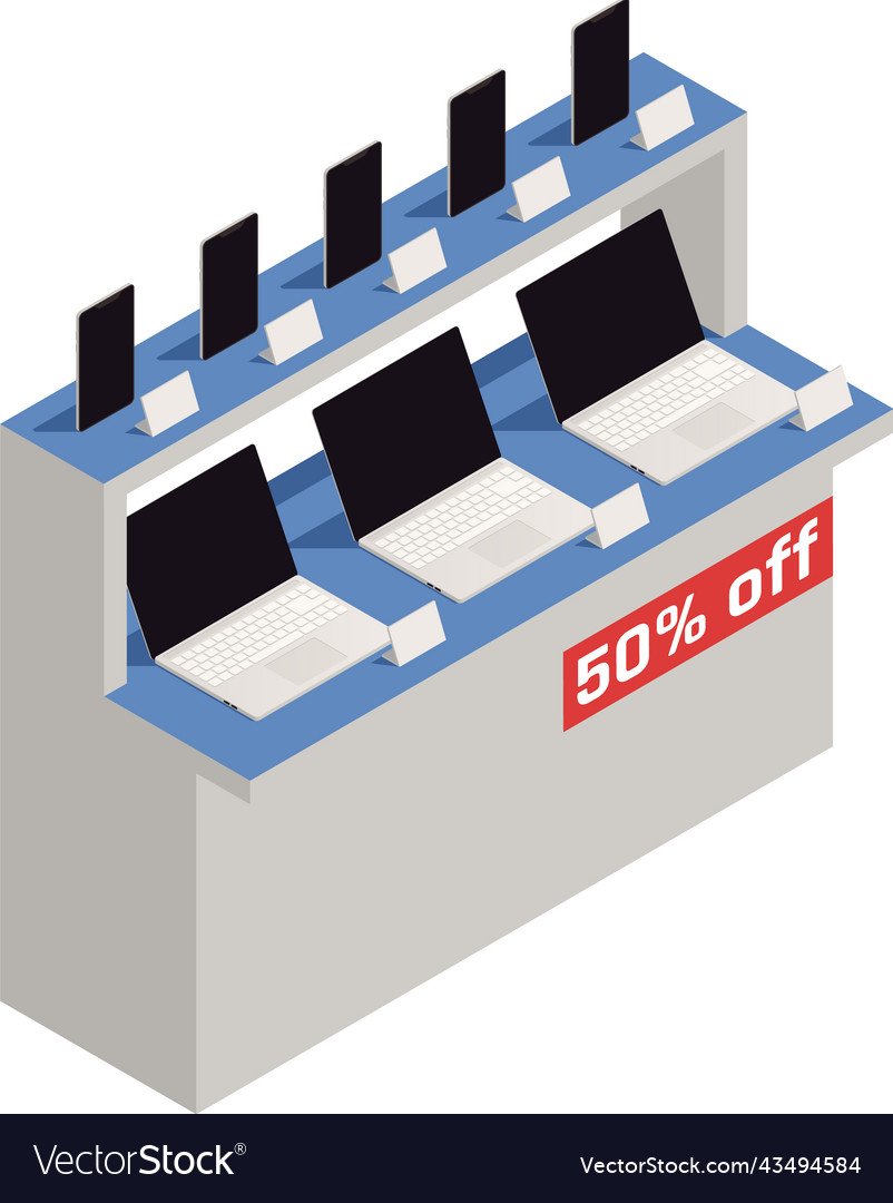 Isometric electronics store Royalty Free Vector Image