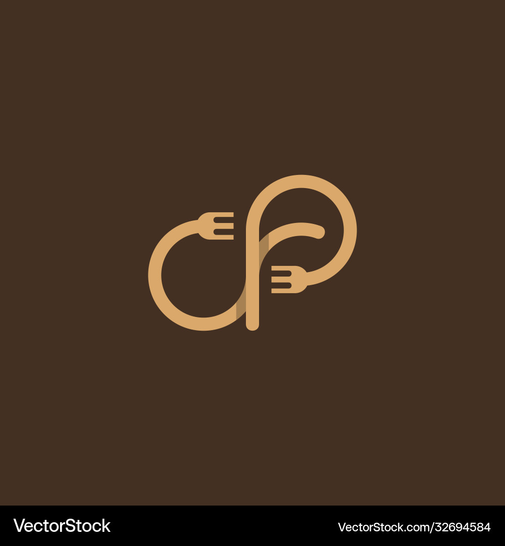 Letter f fork logo Royalty Free Vector Image - VectorStock