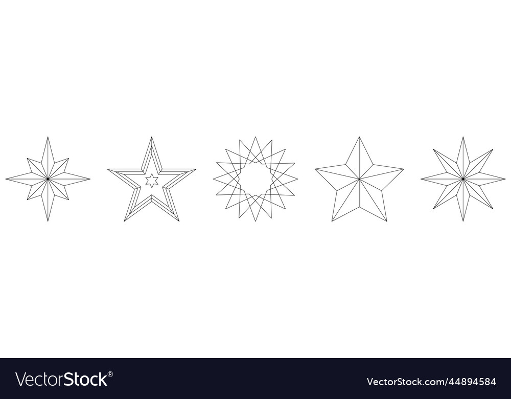 Set of christmas stars line icons Royalty Free Vector Image
